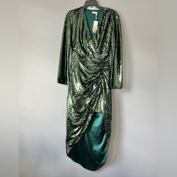 Simkhai | Dresses | Simkhai Womens Emersyn Long Sleeve Sequin Faux Wrap ...
